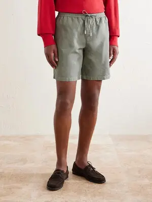 Mr P. Straight-leg Cotton And Linen-blend Twill Drawstring Shorts