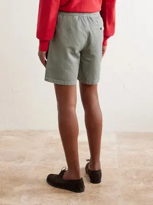 Mr P. Straight-leg Cotton And Linen-blend Twill Drawstring Shorts