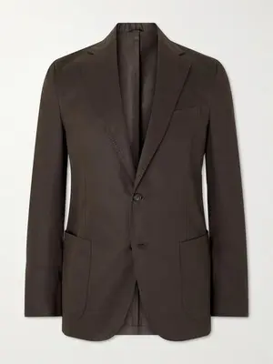 DE PETRILLO Cotton Single-breasted Suit Jacket - Brown