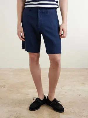 Nn07 Aden 1454 Straight-leg Linen Shorts - Blue