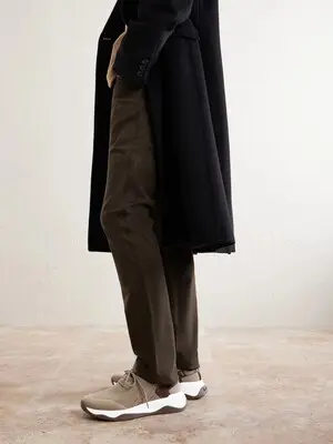 Berluti Shadow Leather-trimmed Stretch-knit Sneakers