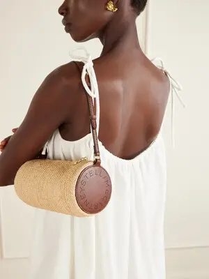 Stella McCartney Barrel Raffia Shoulder Bag - Neutrals