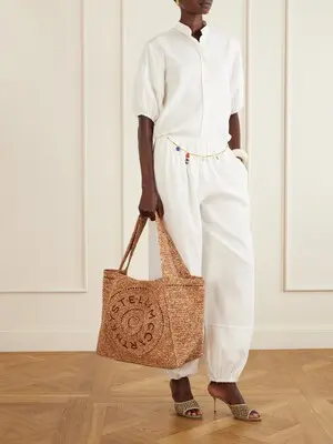 Stella McCartney Logo-embroidered Raffia Tote Bag - Neutrals
