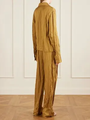 Khaite Jaylin Crinkled-voile Shirt - Gold