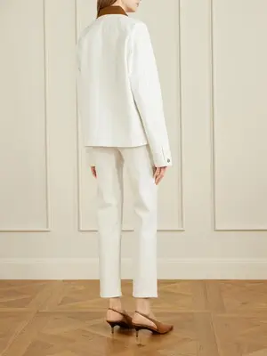 Khaite Wyatt Corduroy Collar Denim Jacket - White