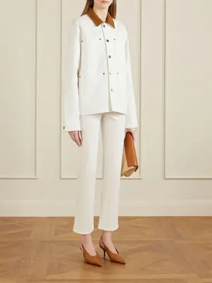 Khaite Wyatt Corduroy Collar Denim Jacket - White