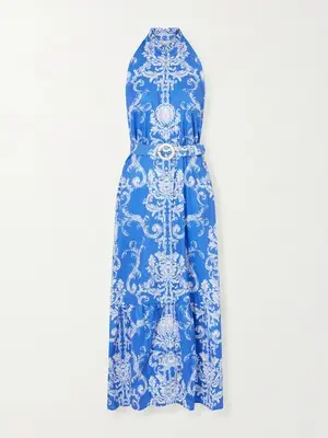 Borgo De Nor Biba Floral-printed Cotton Maxi Dress - Blue