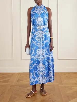 Borgo De Nor Biba Floral-printed Cotton Maxi Dress - Blue