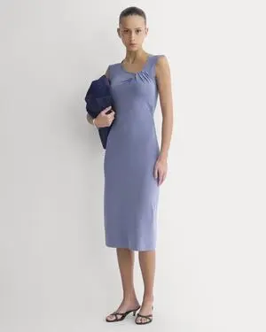 Everlane Knit Asymmetrical Midi Dress - Blue Dusk