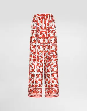Dolce & Gabbana Majolica-print Silk Trousers - Multicolor