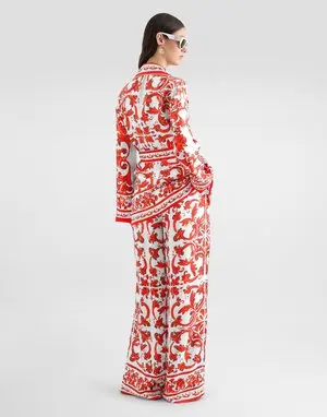 Dolce & Gabbana Majolica-print Silk Trousers - Multicolor