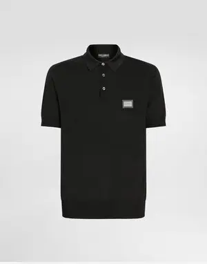 Dolce & Gabbana Wool Polo-shirt With Branded Tag - Black