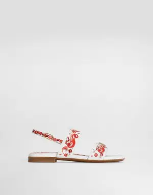 Dolce & Gabbana Majolica-print Calfskin Flat Sandals - Multicolor