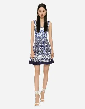 Dolce & Gabbana Majolica Print Bustier Dress