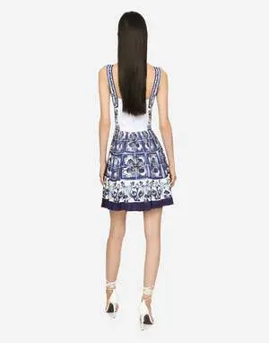 Dolce & Gabbana Majolica Print Bustier Dress