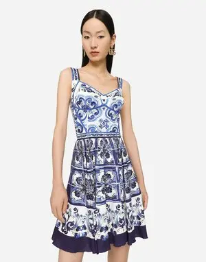 Dolce & Gabbana Majolica Print Bustier Dress