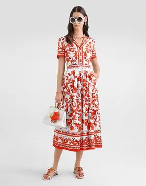 Dolce & Gabbana Majolica-print Twill Shirt Dress
