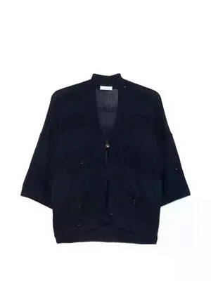 PANICALE Sequin-embellished Striped Cardigan