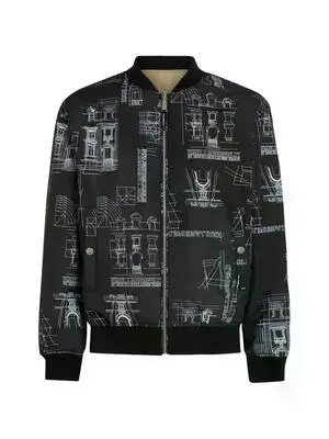 Karl Lagerfeld Sketch Print Reversible Bomber Jacket - Black