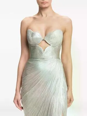 MARIA LUCIA HOHAN Amisha Cut-out Pleated Maxi Dress - Silver