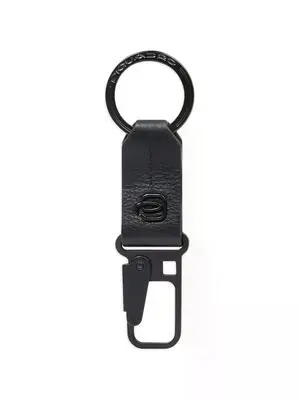 PIQUADRO Carabiner Leather Keyring - Black