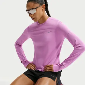 Nike Dri-fit Long-sleeve Crew Neck Running Top - Purple