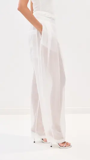 DARKPARK Culotte Balloon Pants In Sheer Voile - White