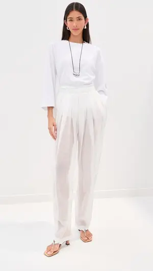 DARKPARK Culotte Balloon Pants In Sheer Voile - White