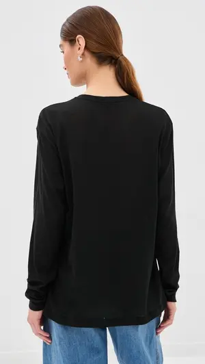 Tibi Sheer Crepe Knit Long Sleeve Tee