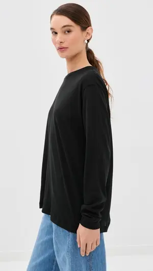 Tibi Sheer Crepe Knit Long Sleeve Tee