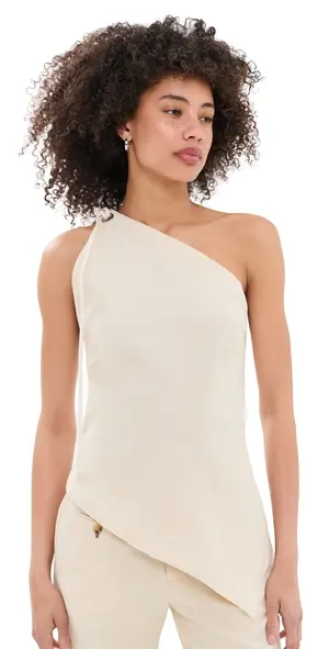 Helmut Lang Asymmetrical One-shoulder Top - Muslin