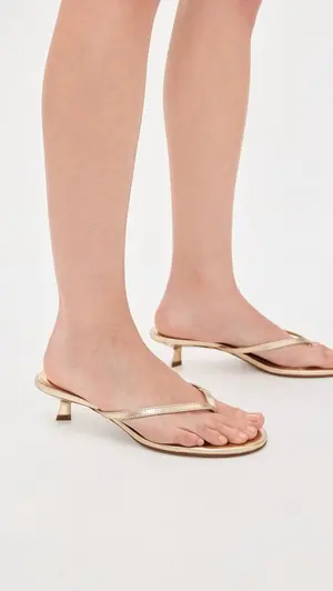 Schutz Carolyn Metallic Kitten Heel Sandals - Platinum