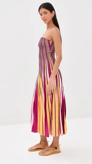 Simkhai Soleil Strapless Stripe Knit Midi Dress