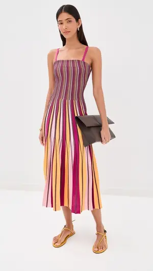 Simkhai Soleil Strapless Stripe Knit Midi Dress