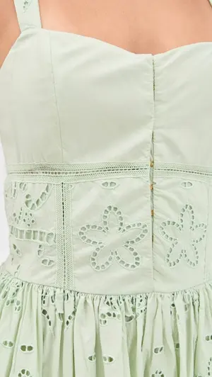 Alice + Olivia Anya Embroidered Sweetheart Neckline Midi Dress