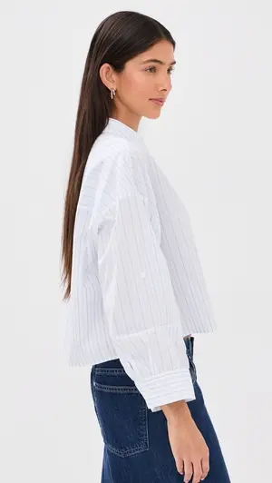 TWP Cotton Striped Shirt - White / Blue