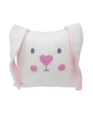 MELANGE COLLECTION Knit Cotton Bunny Face 10 Pillow - White