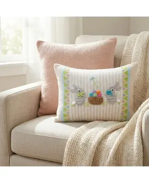 MELANGE COLLECTION Knit Cotton Easter Basket Bunny 8x11 Pillow