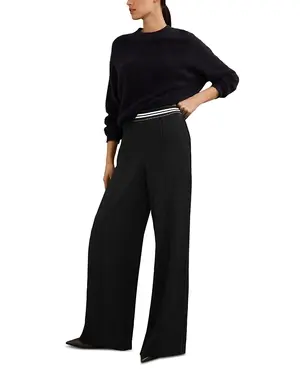 REISS Petite Sonnie Wide Leg Pants - Navy