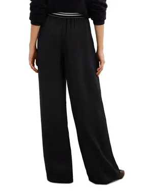 REISS Petite Sonnie Wide Leg Pants - Navy