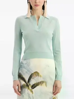 Oscar De La Renta Wool Polo Pullover