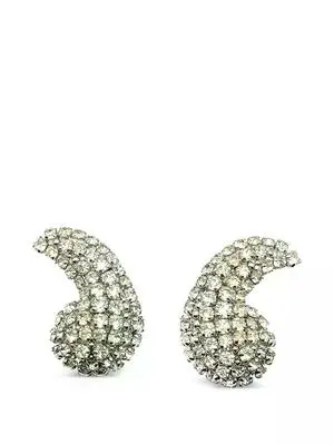 Dior 1974 Crystal Wing Earrings - Silver