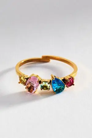 Anthropologie Colorful Stone Water-resistant Adjustable Ring
