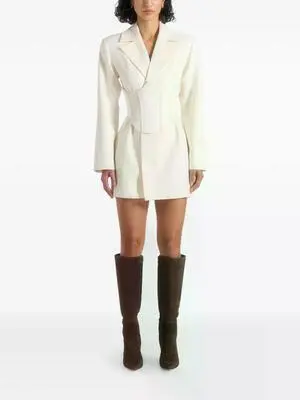 Manière De Voir Off-white Tailored Blazer Dress With Reversible Belt - Neutrals