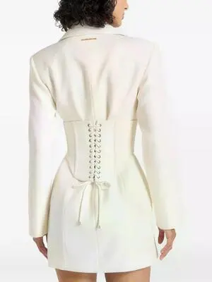 Manière De Voir Off-white Tailored Blazer Dress With Reversible Belt