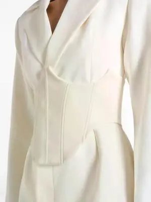 Manière De Voir Off-white Tailored Blazer Dress With Reversible Belt