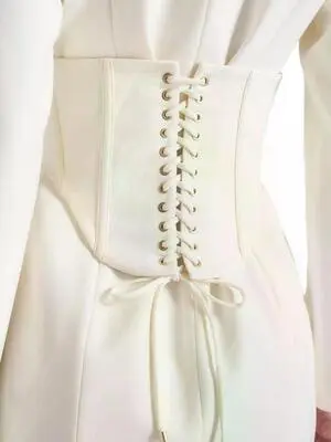 Manière De Voir Off-white Tailored Blazer Dress With Reversible Belt