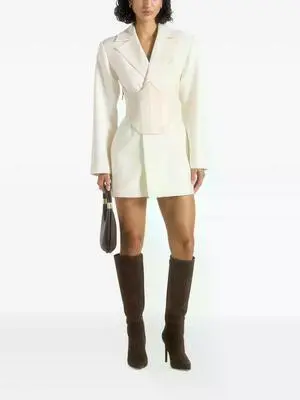 Manière De Voir Off-white Tailored Blazer Dress With Reversible Belt