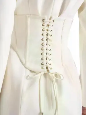 Manière De Voir Off-white Tailored Blazer Dress With Reversible Belt