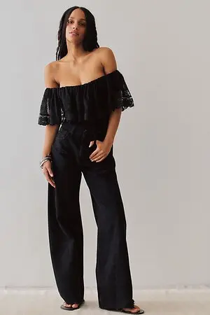 Ronny Kobo Off-the-shoulder Lace Bodysuit